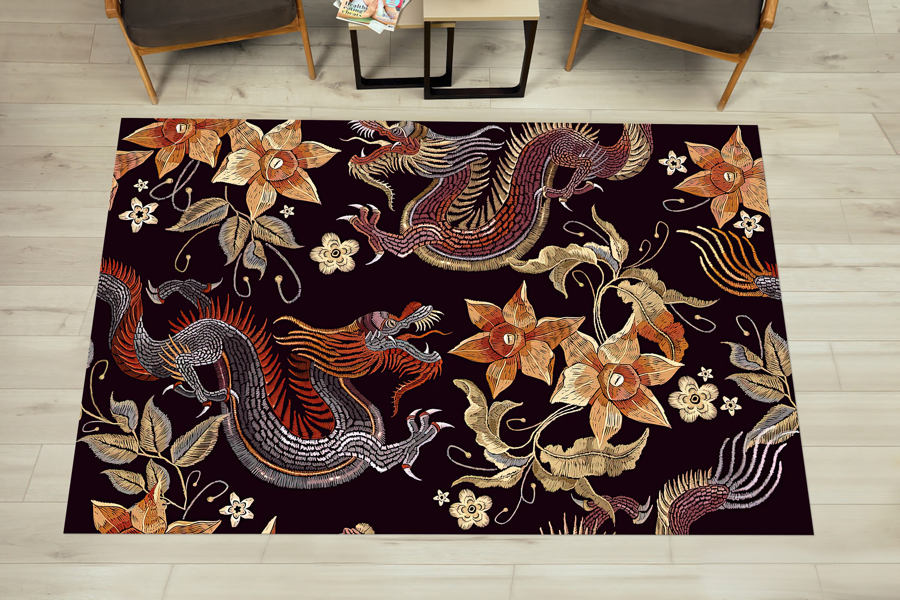 Asian Dragon Pattern Rug, Dragon Rug, Japanese Rug, Chinese Dragon Rugs ...