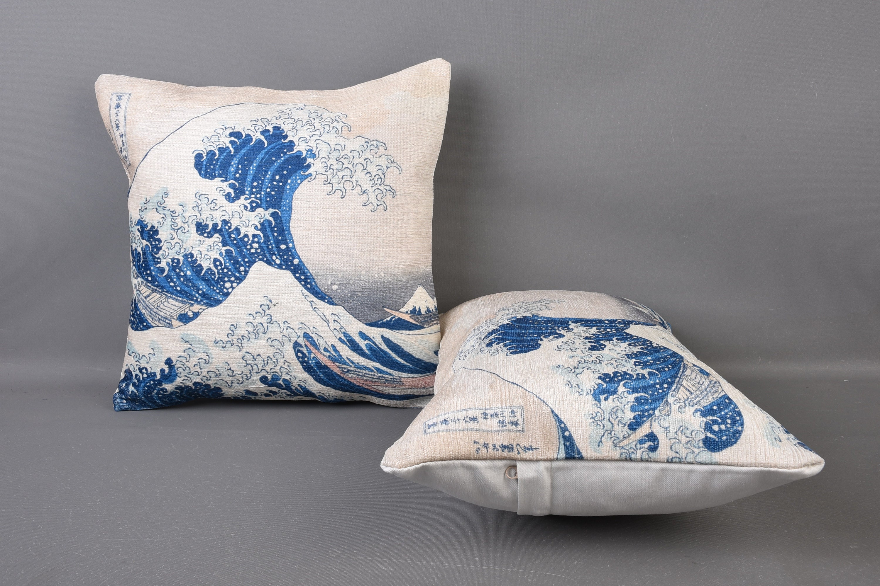The Wave off Kanagawa Pillow, the Great Wave Pillow, Japan Art, Hokusai ...