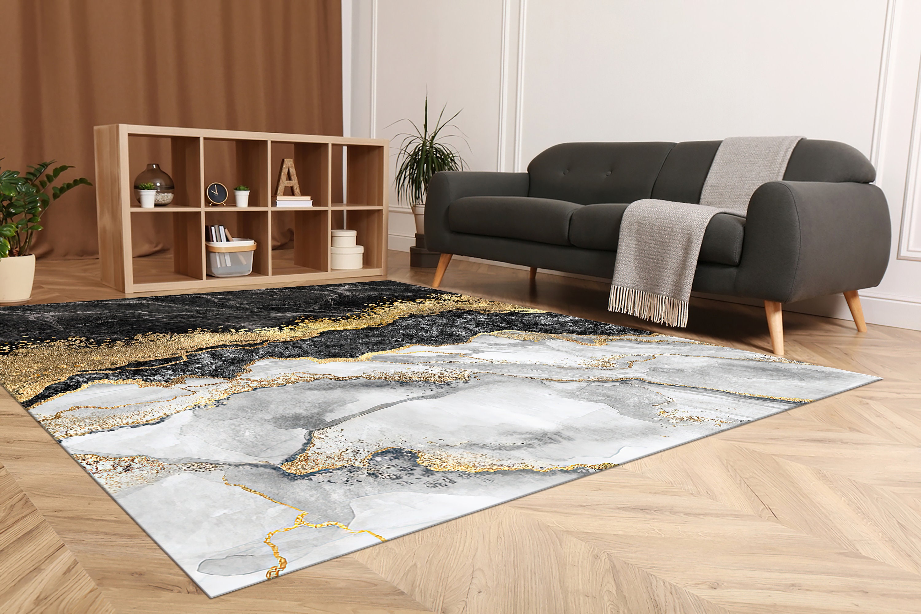 Black Marble Rug Gold Marble Rug Luxury Marble Rug Marble - Etsy