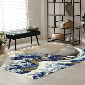 The Great Wave Rug, Wave off Kanagawa Rugs, Japanese Rug, Reproduction ...