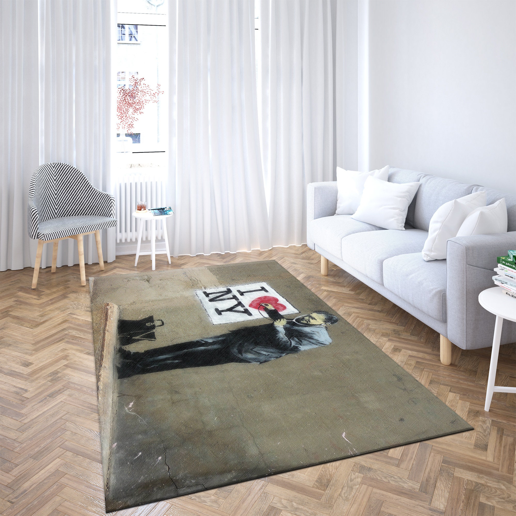 Banksy I Love NY Rug, Banksy Heart Rug, Graffiti Rug, Painting Rug ...