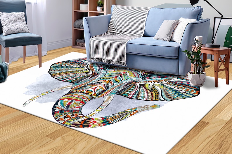 Ethnic Patterned Rug, Elephant Rugs, Ethnic Rugs, Abstract Elephant Rug ...