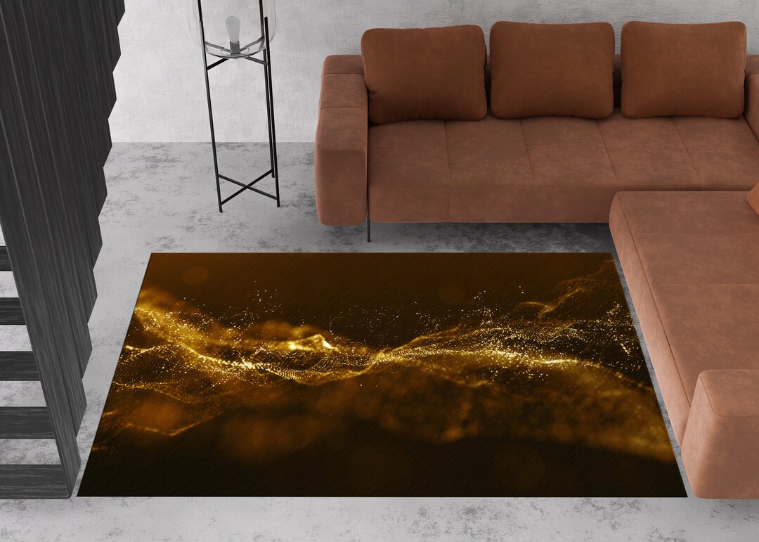 Gold Shimmery Rug, Black and Gold Rug, Shimmery Rugs, Modern Rug, Area ...