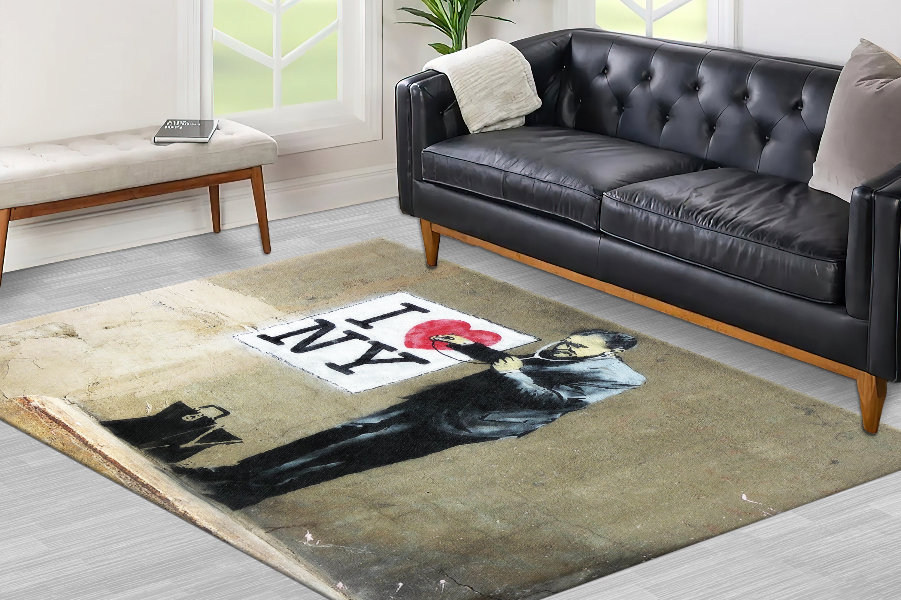 Banksy I Love NY Rug, Banksy Heart Rug, Graffiti Rug, Painting Rug ...
