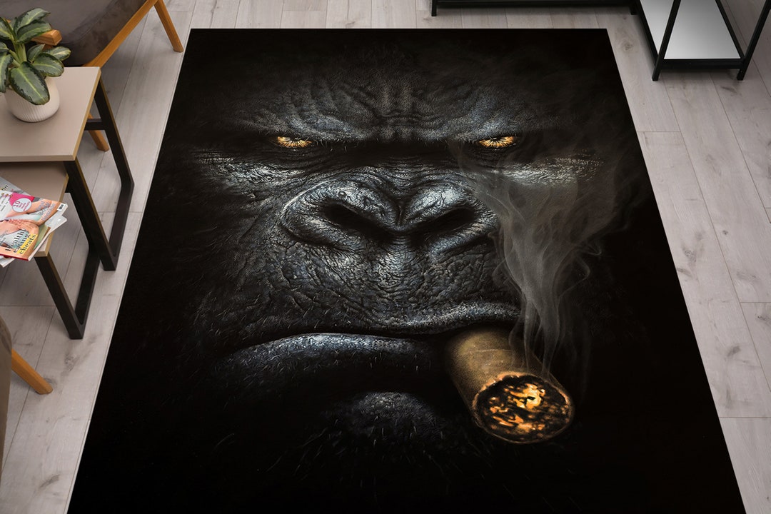 Smoking Gorilla Rugs, Abstract Gorilla Rugs, Smoking Monkey Rug, Animal ...