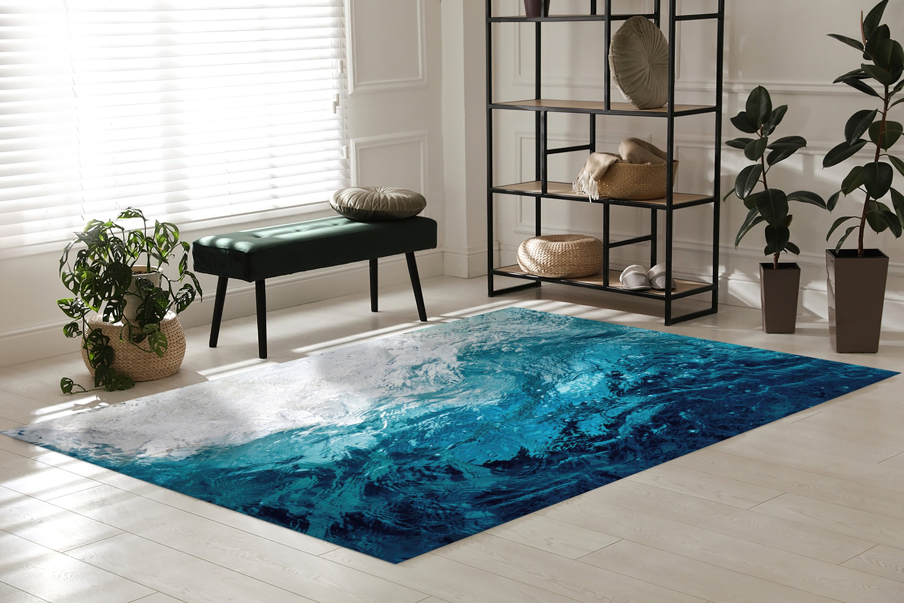 Blue Tones Rugs, Blue Rug, Ocean Water Rugs, Landscape Rug, Customs Rug ...