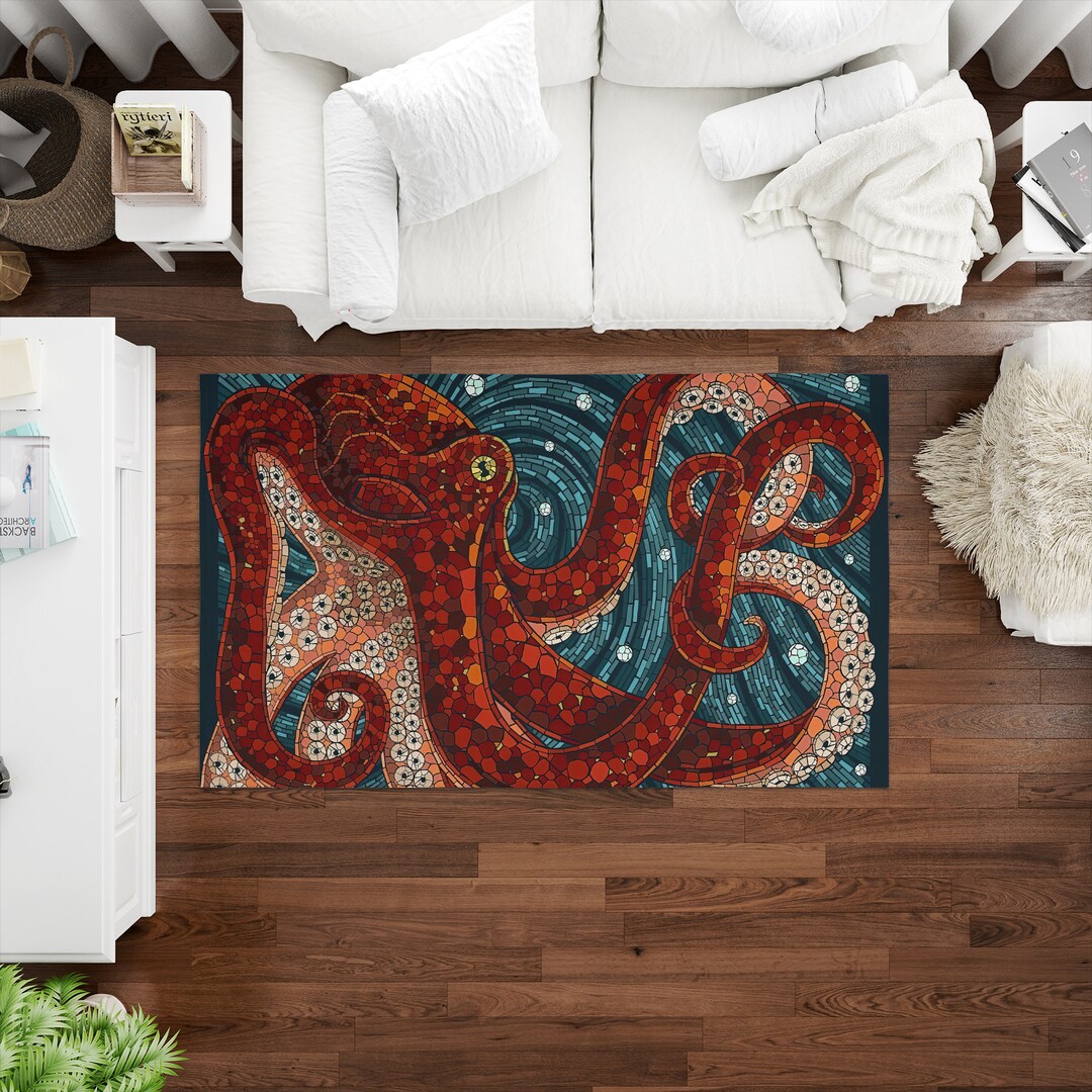 Octopus Rug, Abstract Rug, Modern Rugs, Animal Rugs, Luxury Rug, Pet ...