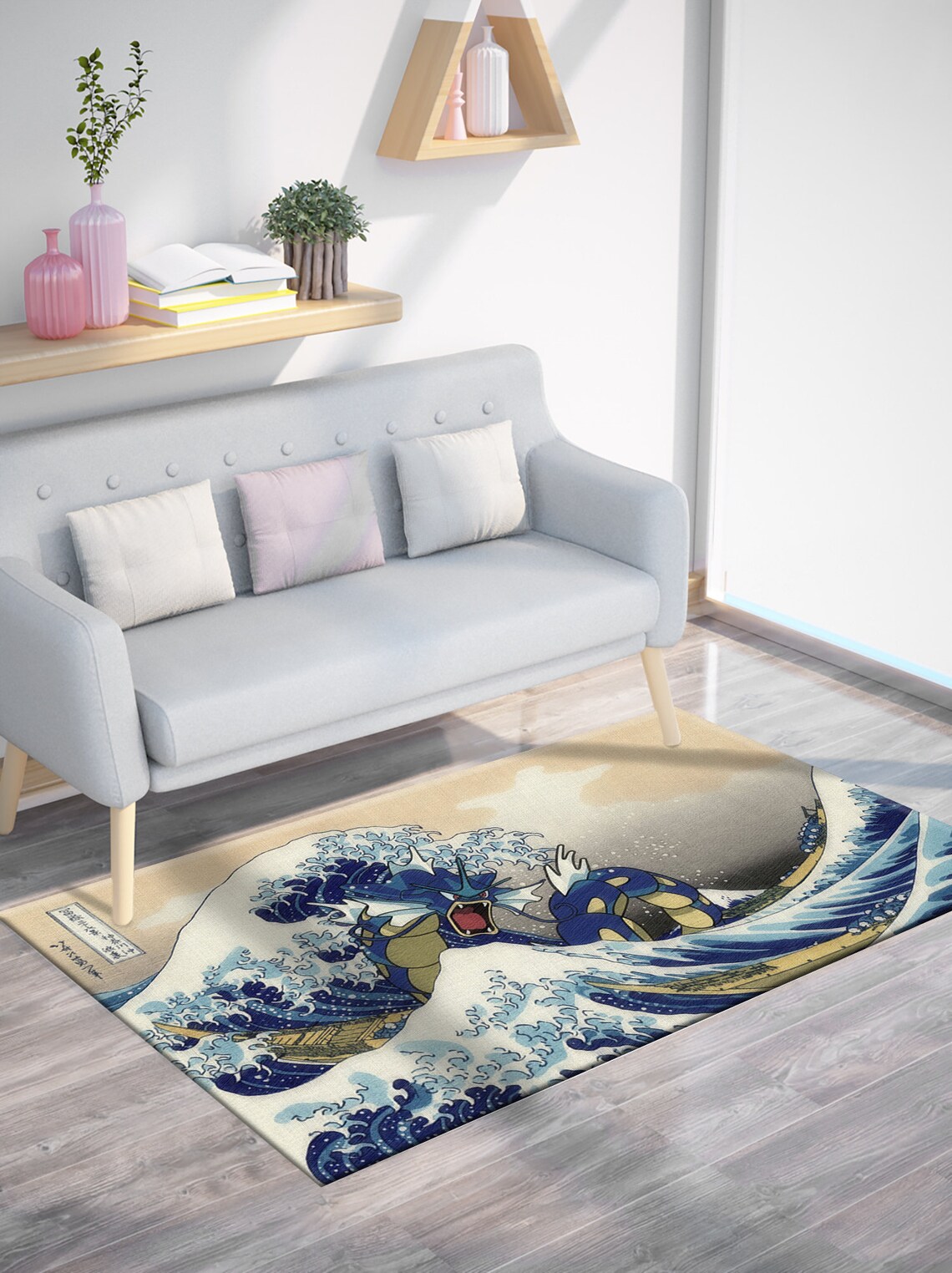 The Great Wave Rug, Wave off Kanagawa Rugs, Japanese Rug, Reproduction ...
