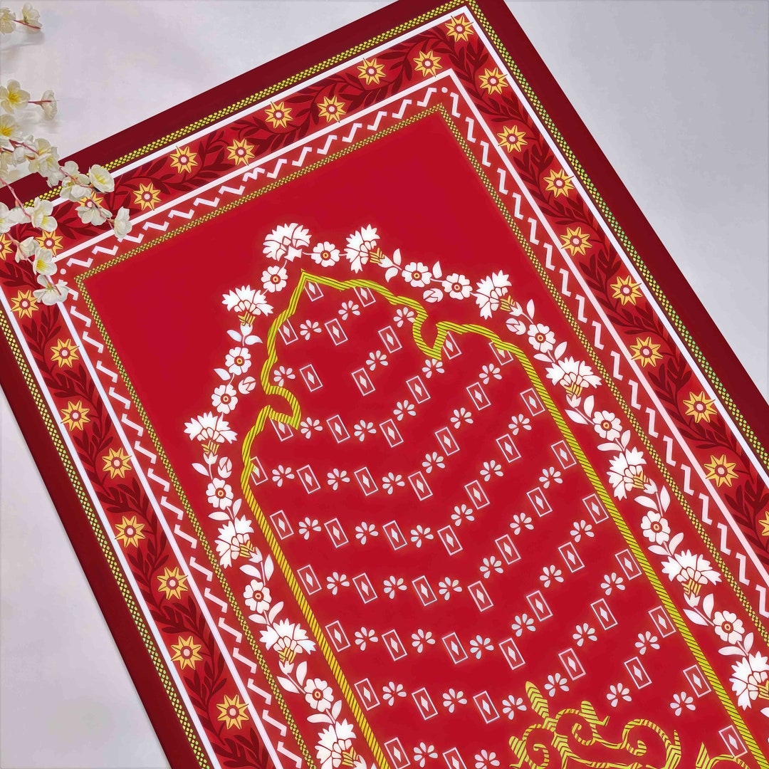 Red Prayer Rug, Yellow Prayer Rug, Flowers Rug, Prayer Rug, Islamic Rug ...