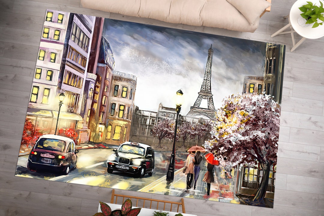 Abstract Paris Landscape Rugs, Paris Rug, Eiffel Tower Rug, Girl Room ...