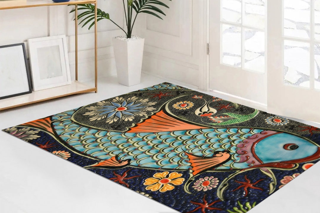 Mosaic Fish Effect Rugs, Fish Rug, Colorful Rugs, Animal Rug ...