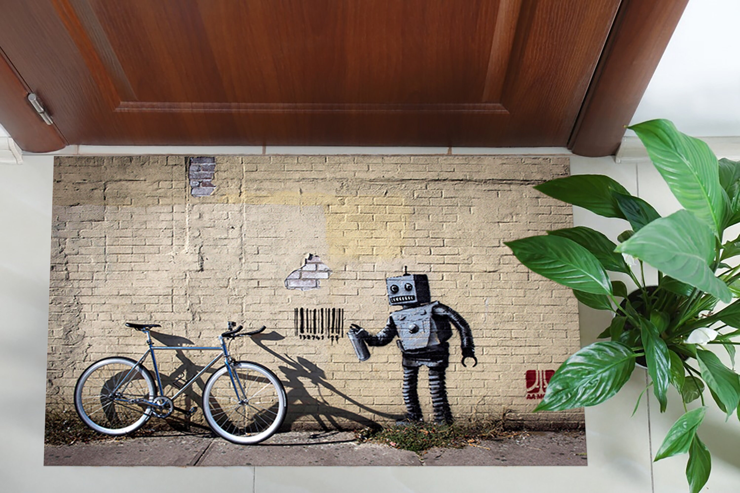 Graffiti Rug Barcode Robot Rug Banksy Robot Rug Street Rug - Etsy