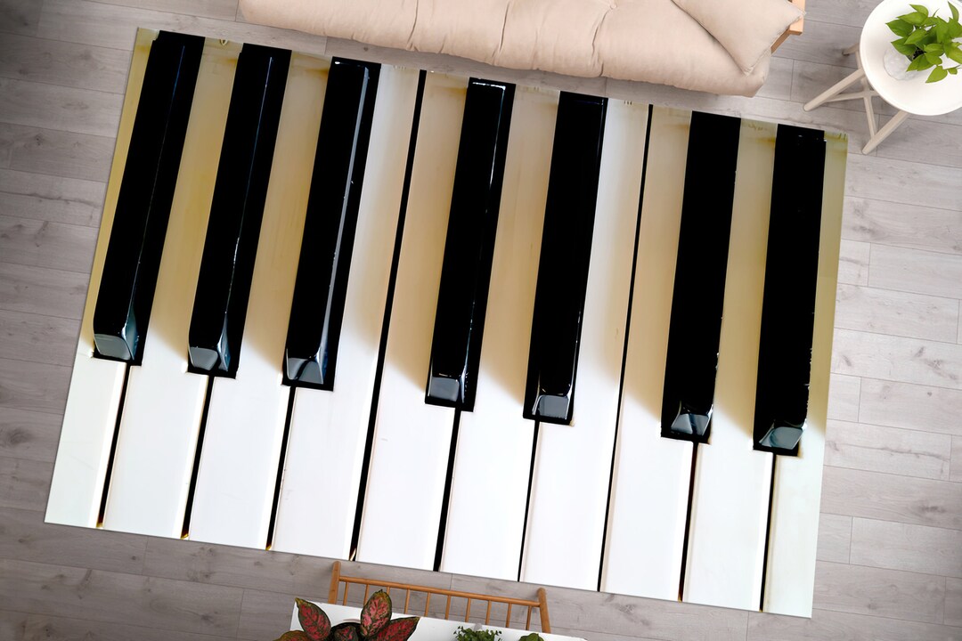 Piano Keys Rugs, Black Rug, Piano Rug, Music Room Rugs, Black and White ...