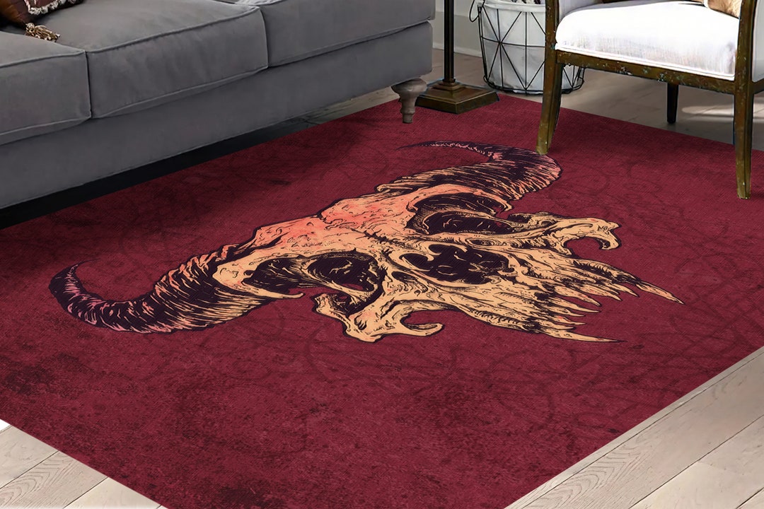 Horned Skull Rug, Demon Rug, Satanic Rug, Modern Rugs, Salon Rug ...