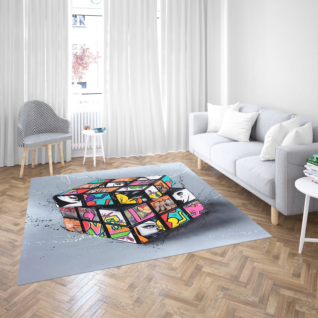 Rubiks Cube Graffti Rug, Cube Graffiti Rug, Modern Graffiti Rug ...