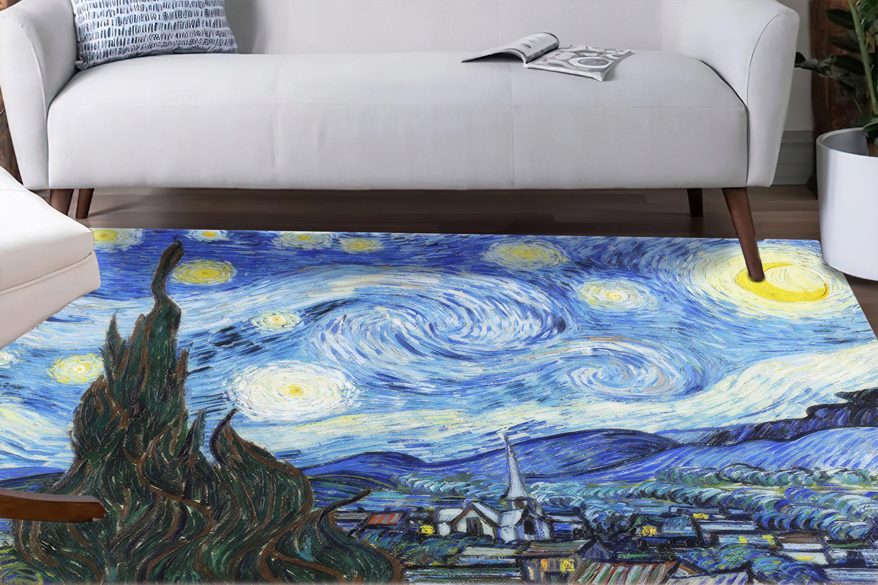 The Starry Night Rug, Oil Rug, Van Gogh Rug, Reproduction Rug, Chenille ...