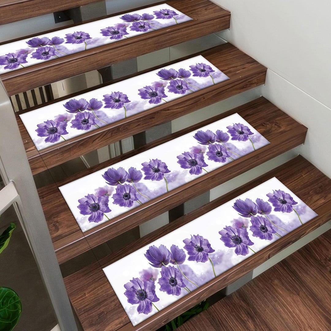 Purple Flowers Rugs, Modern Rug, Purple Rug, Botanical Rugs, Corridor ...