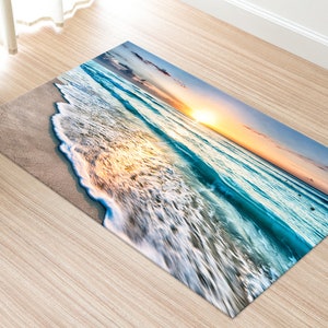 Sunset at the Ocean Rug, Sea View Rug, Beach View Rugs, Landscape Rugs ...