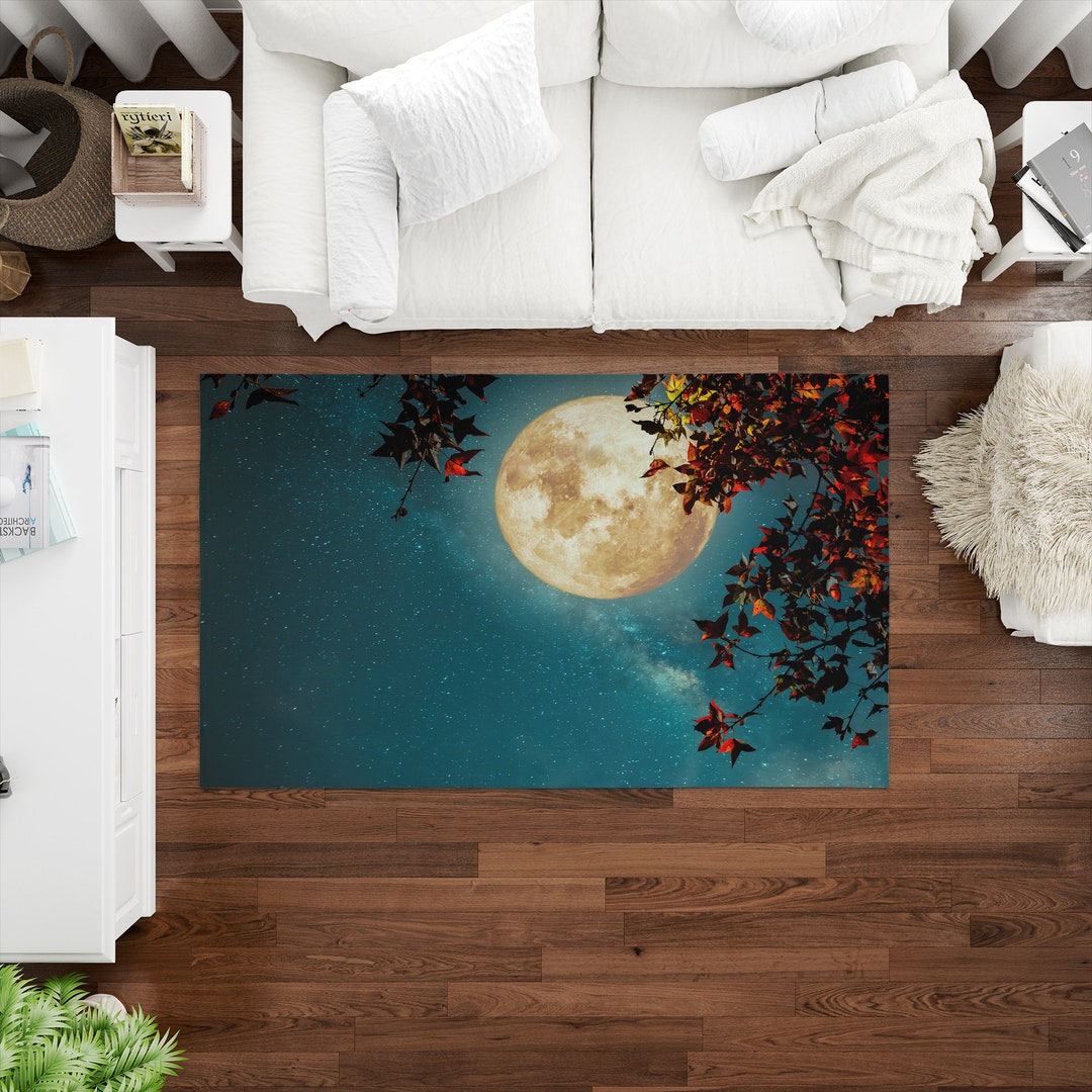 Moon Lover Rug, Full Moon Rug, Moon Rug, Moon Landscape Rug, View Rug ...