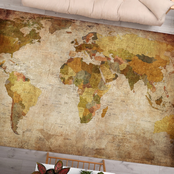World Map Rug - Etsy