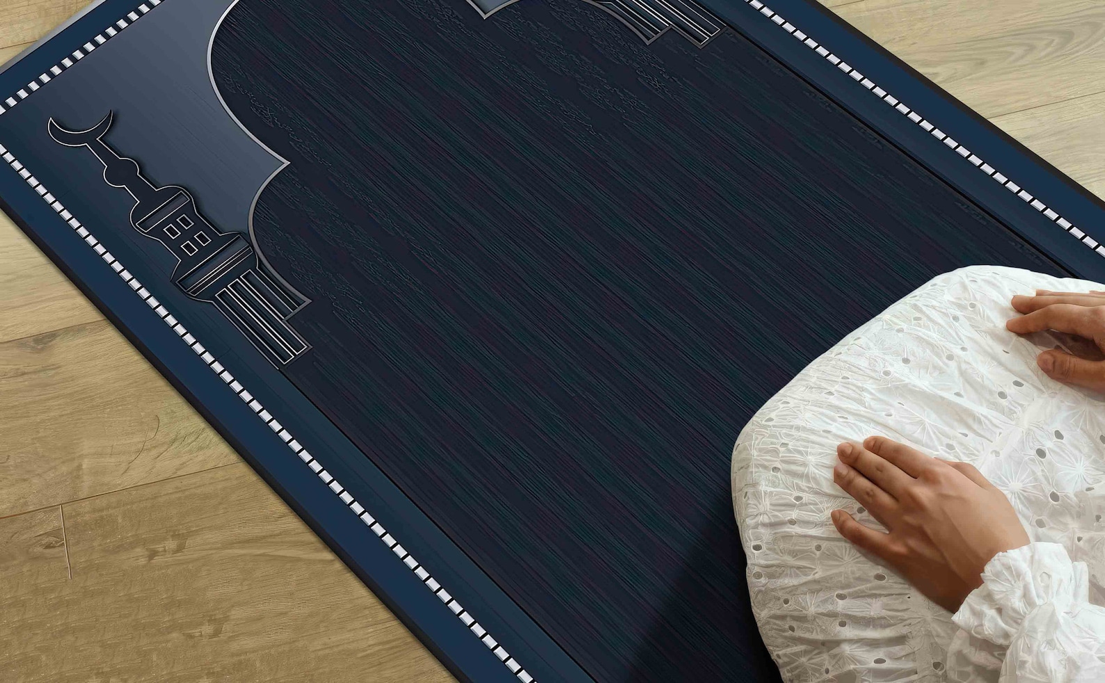 Navy Blue Prayer, Silver Prayer Rugs, Luxury Prayer Rugs, Prayer ...