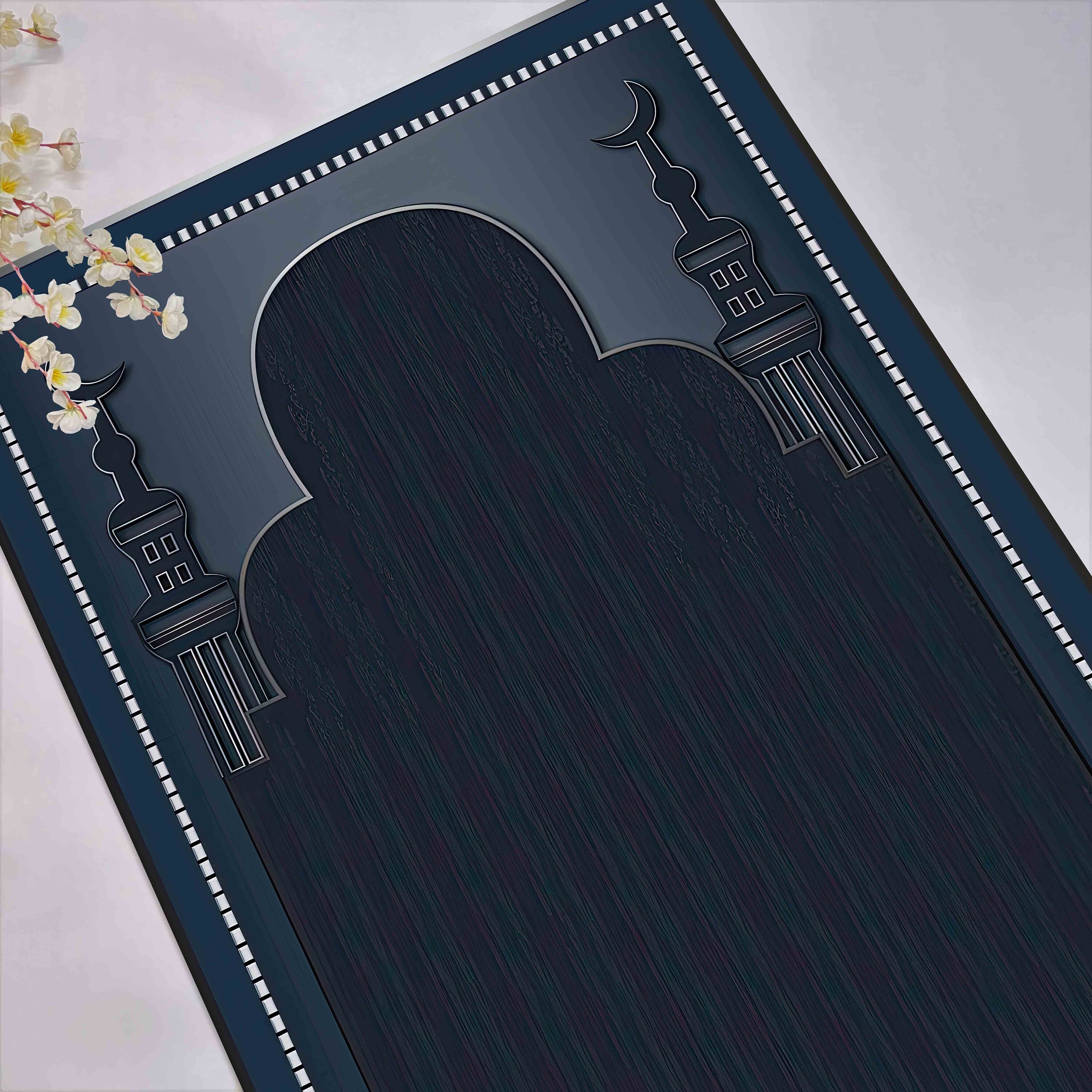 Navy Blue Prayer, Silver Prayer Rugs, Luxury Prayer Rugs, Prayer ...
