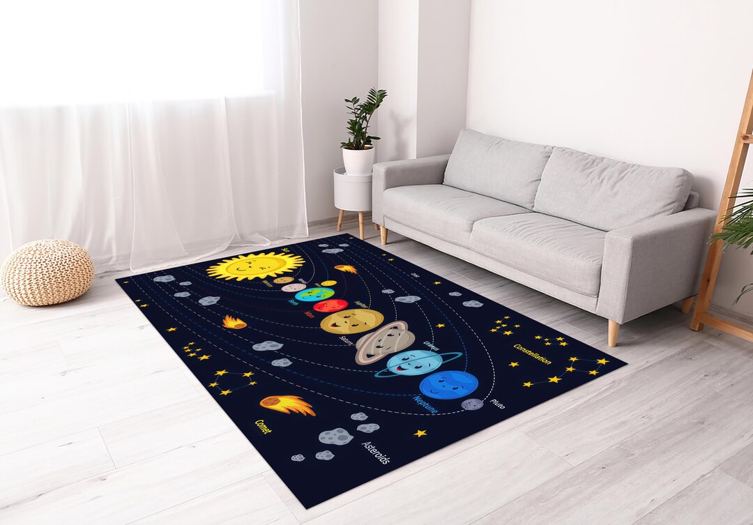 Space Planet Rug, Cute Planets Rug, Educational Rugs, Children Rugs ...