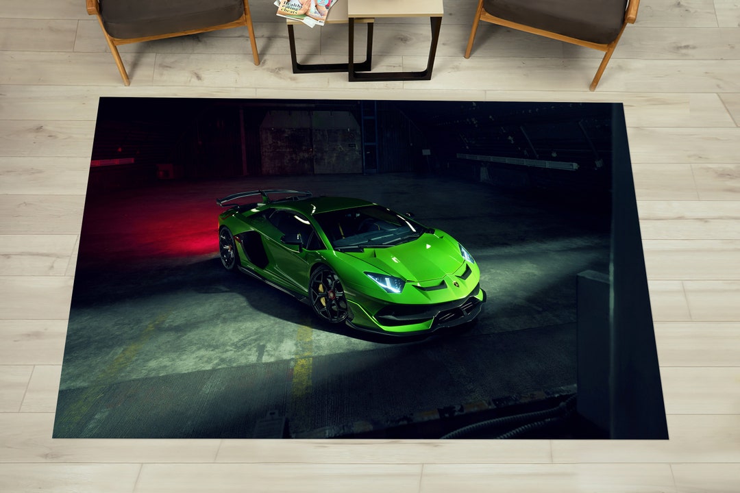 Lamborghini Adventador Rugs, Man Cave Rug, Luxury Car Rugs, Garage Rugs ...