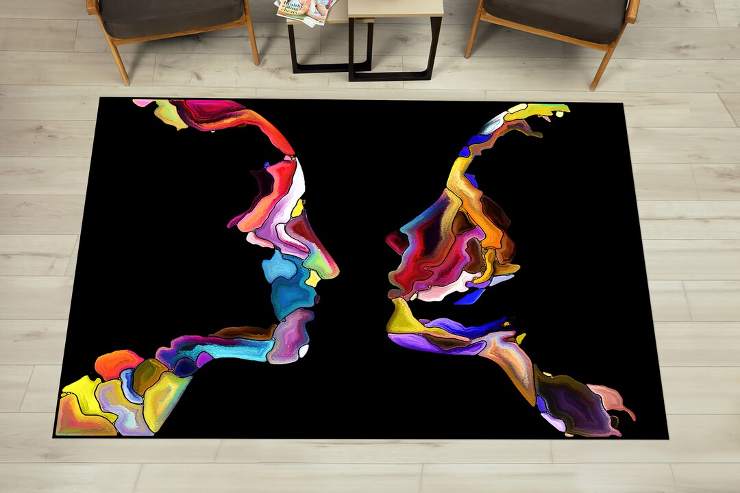Colorful Abstract Couple Silhouette Rugs, Valentines Day Gift Rugs ...