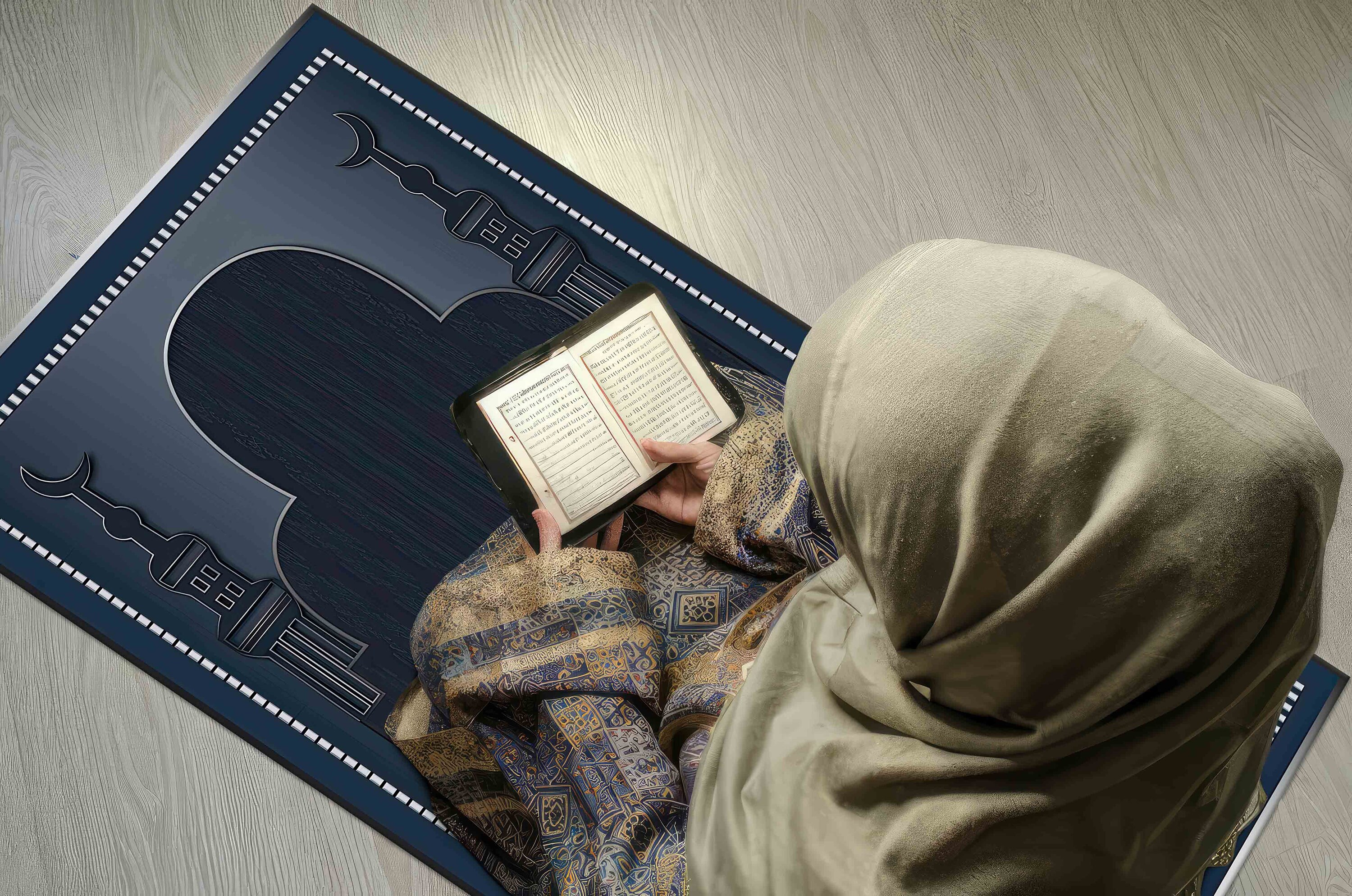 Navy Blue Prayer, Silver Prayer Rugs, Luxury Prayer Rugs, Prayer ...