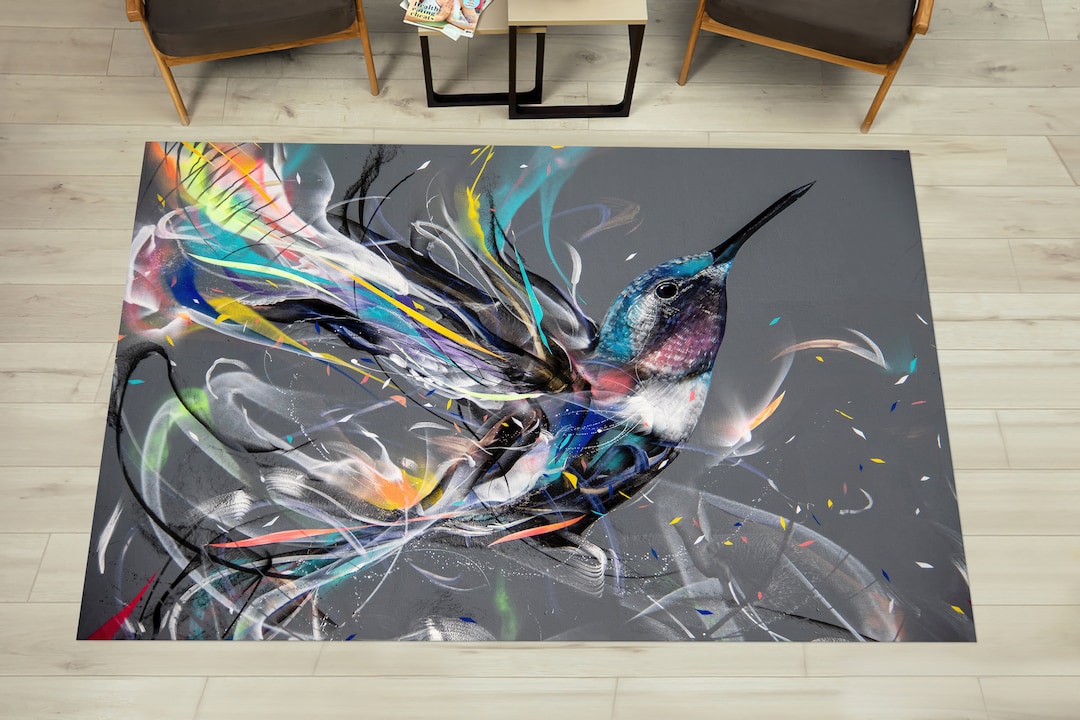 Abstract Hummingbird Rug, Abstract Rugs, Colorful Rugs, Animal Rug ...