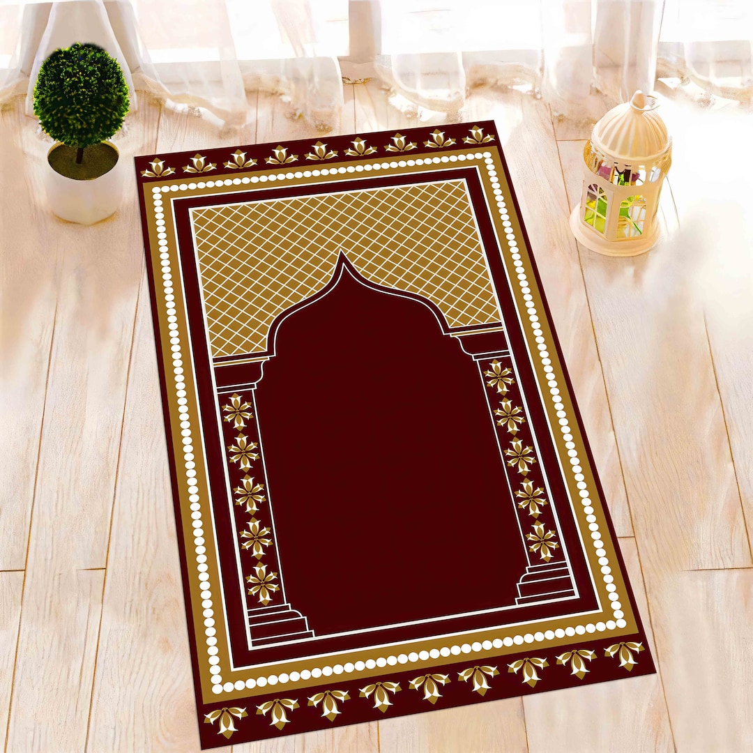 Burgundy Prayer, Yellow Prayer, Islamic Rug, Prayer Rugs, Ramadan Eid ...