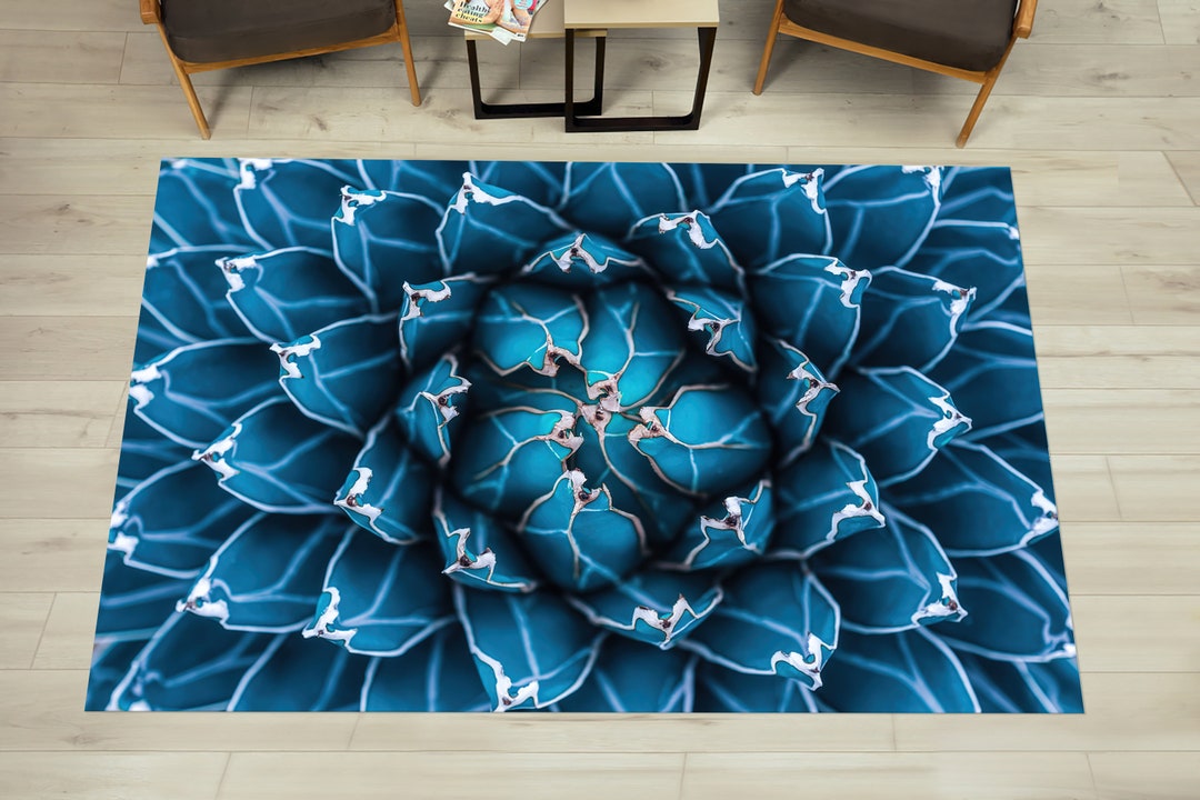 Cactus Rugs, Abstract Natural Pattern Rug, Navy Blue Rug, Floral Rugs ...