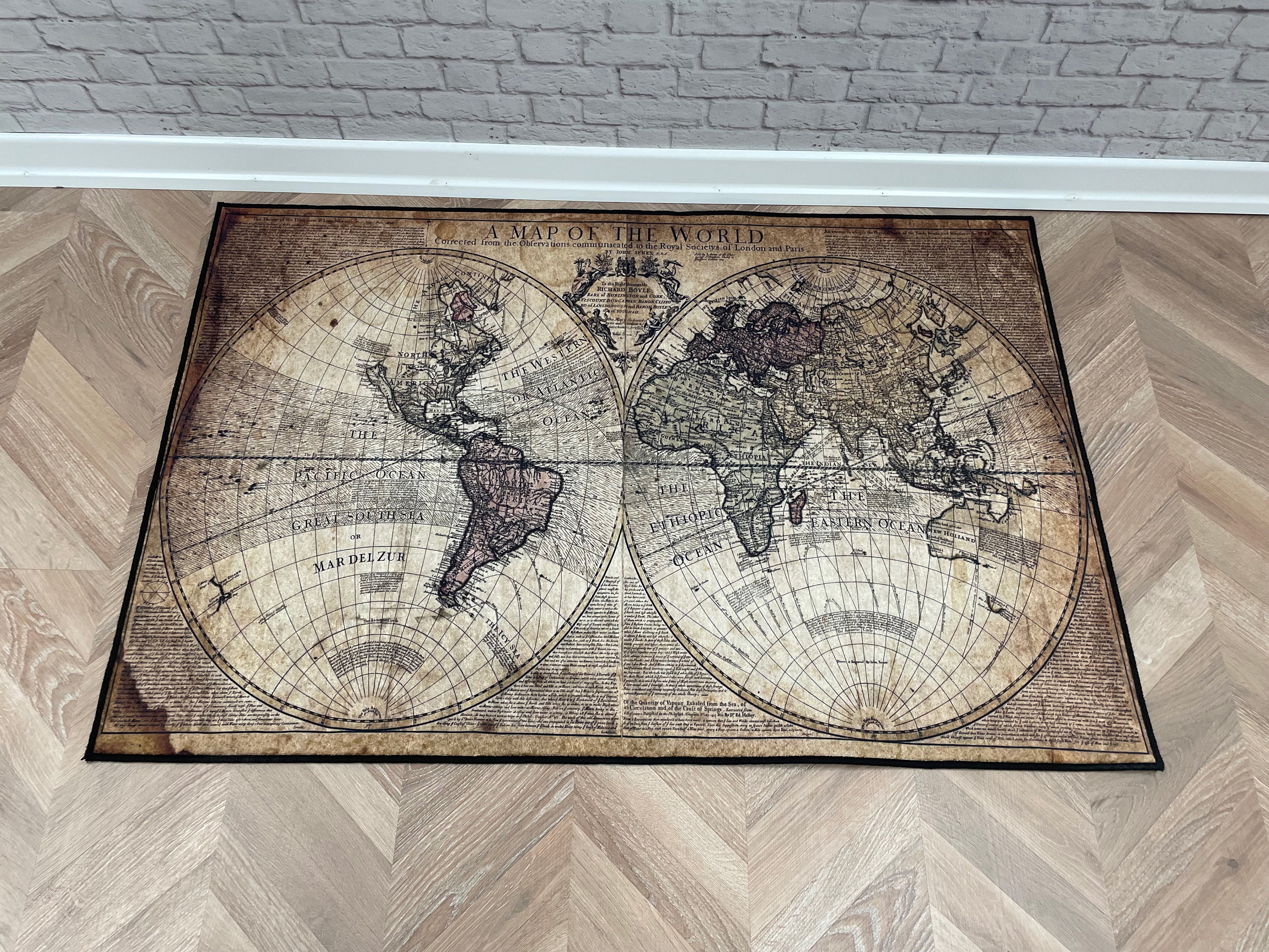 Brown Map Rug, Vintage World Map Rugs, Old Map Rug, Map Rug, Customs ...