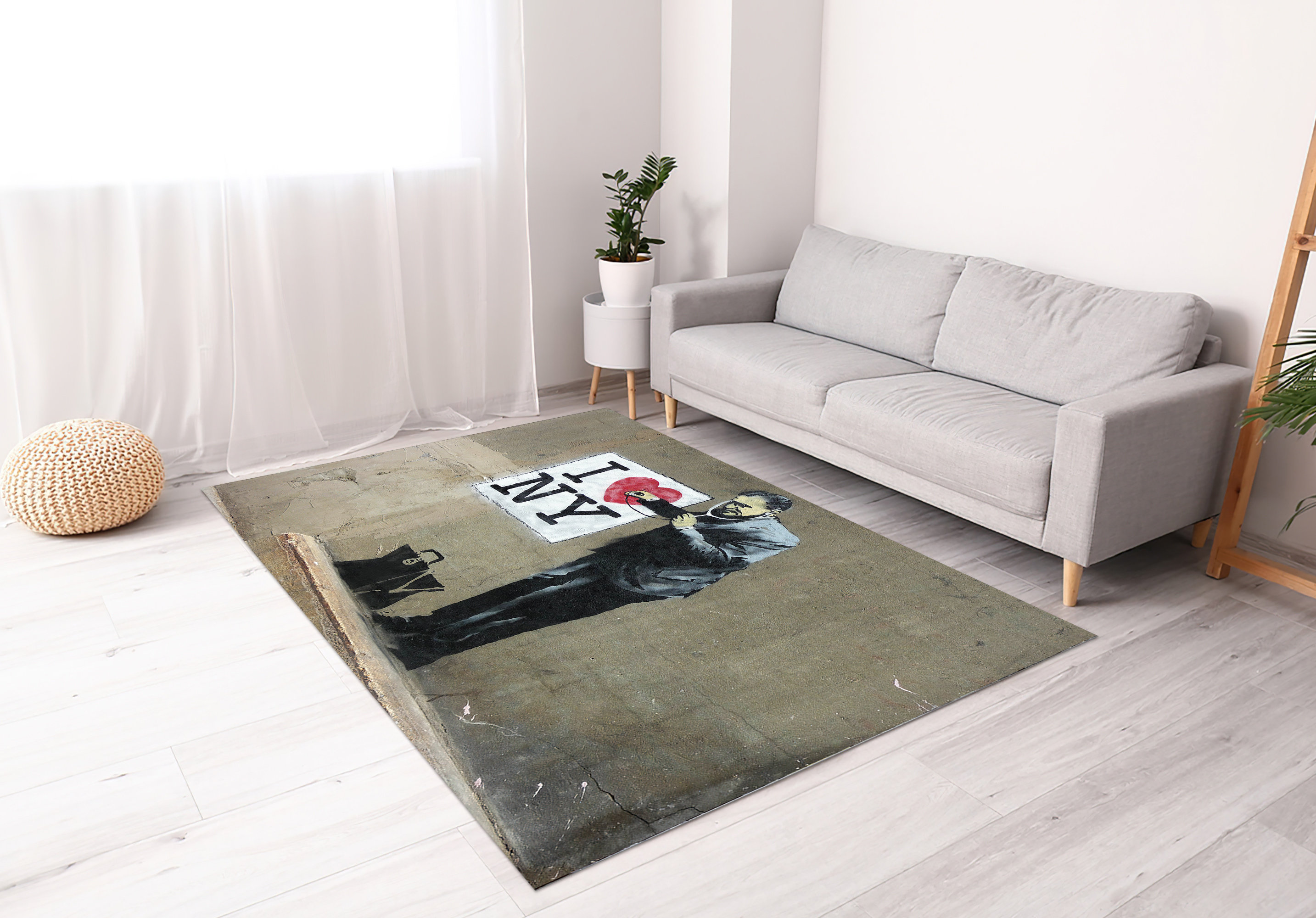 Banksy I Love NY Rug, Banksy Heart Rug, Graffiti Rug, Painting Rug ...