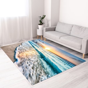 Sunset at the Ocean Rug, Sea View Rug, Beach View Rugs, Landscape Rugs ...