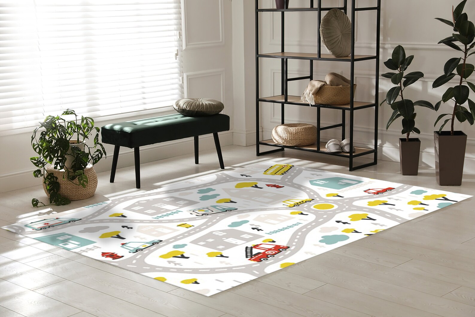 Baby City Map With Roads and Transport Rug, Educational Rugs, Baby Map ...