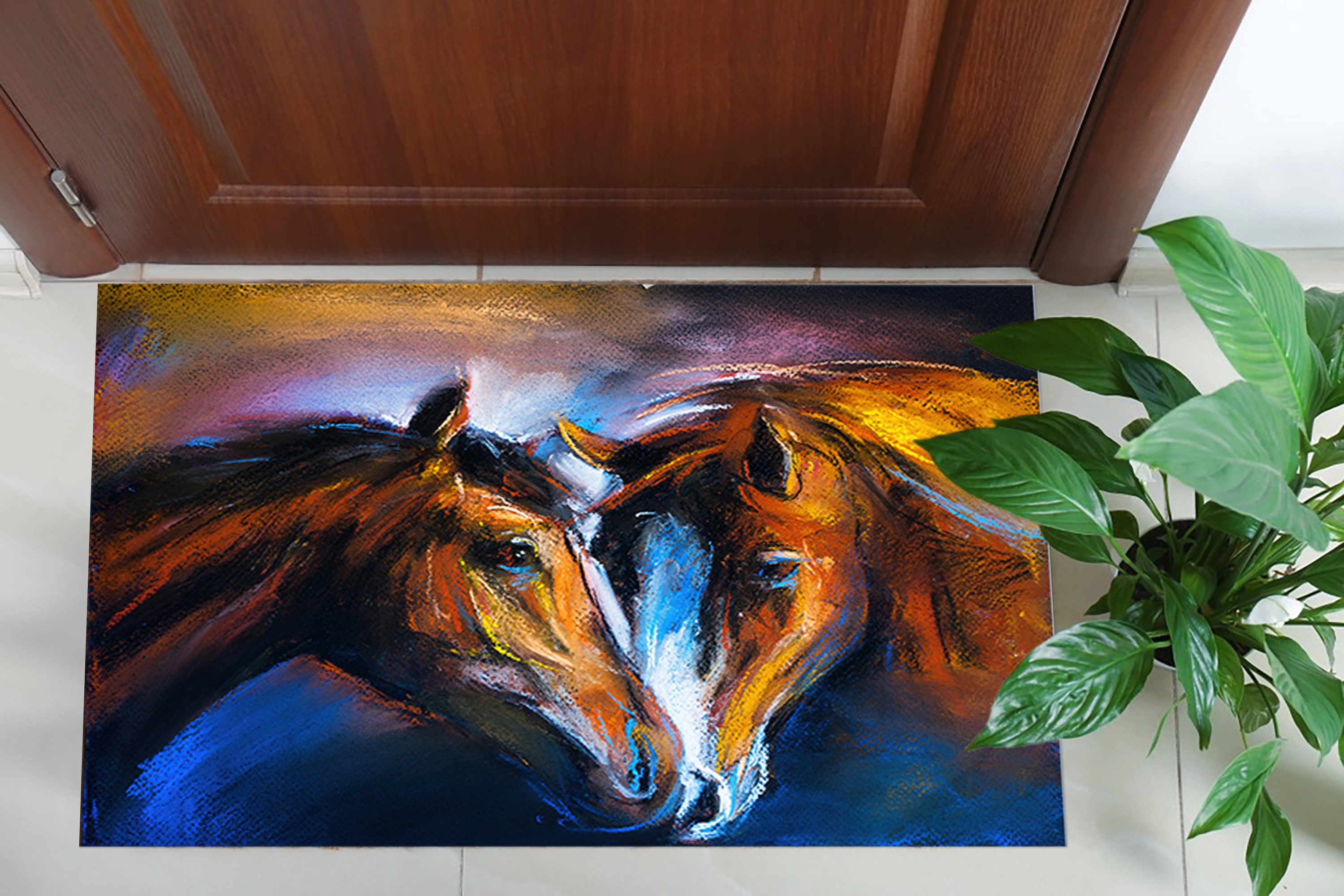 Two Horses Painting Rugs Modern Rug Horse Rugs Animal Rugs - Etsy