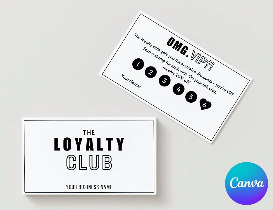 Loyalty Card Template Editable Printable DIY Template Canva Template - Etsy