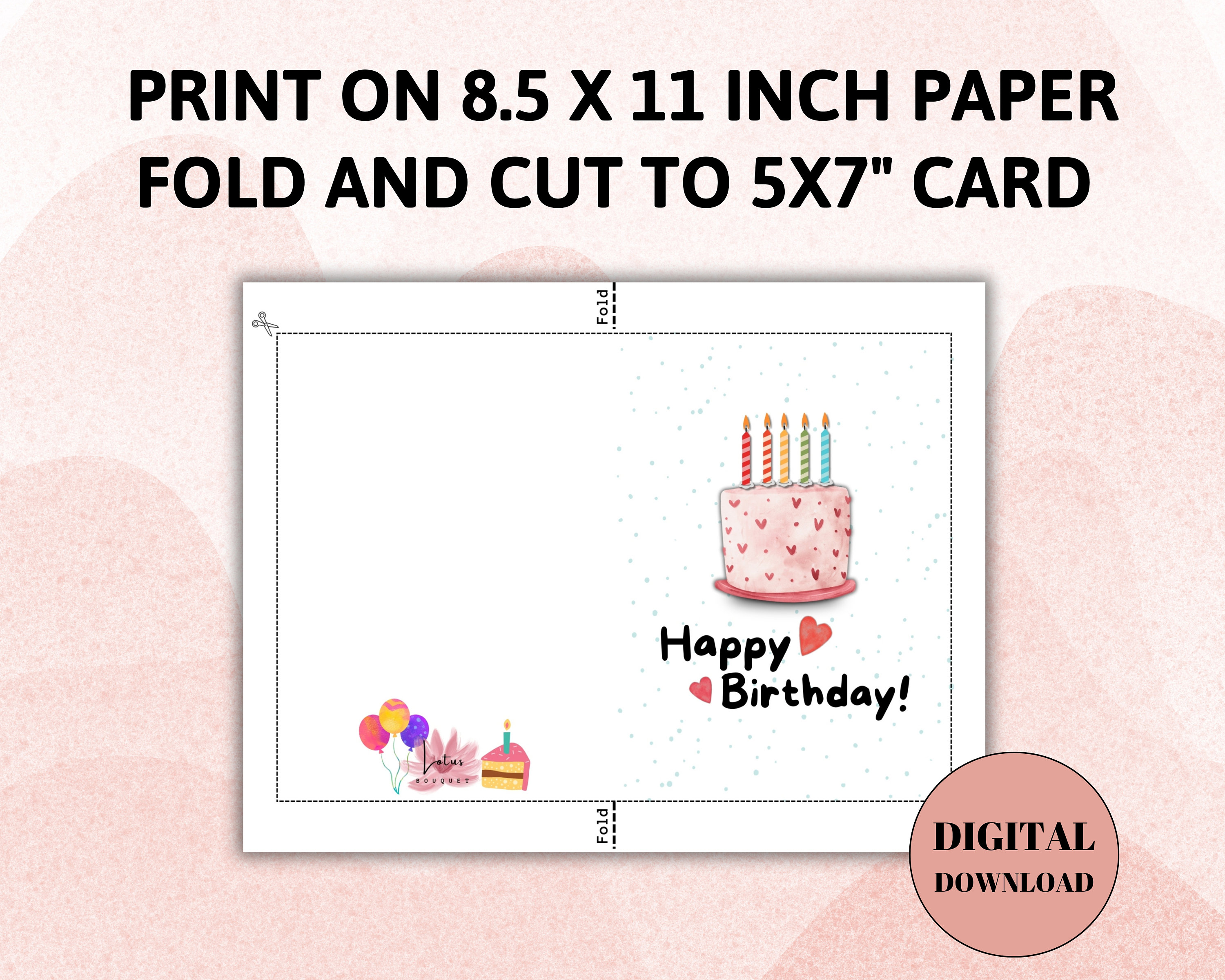 Printable Birthday Card, Personalized Birthday Card, Downloadable ...