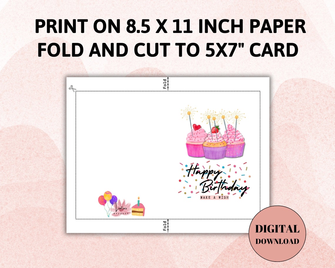 Printable Birthday Card, Personalized Birthday Card, Downloadable ...