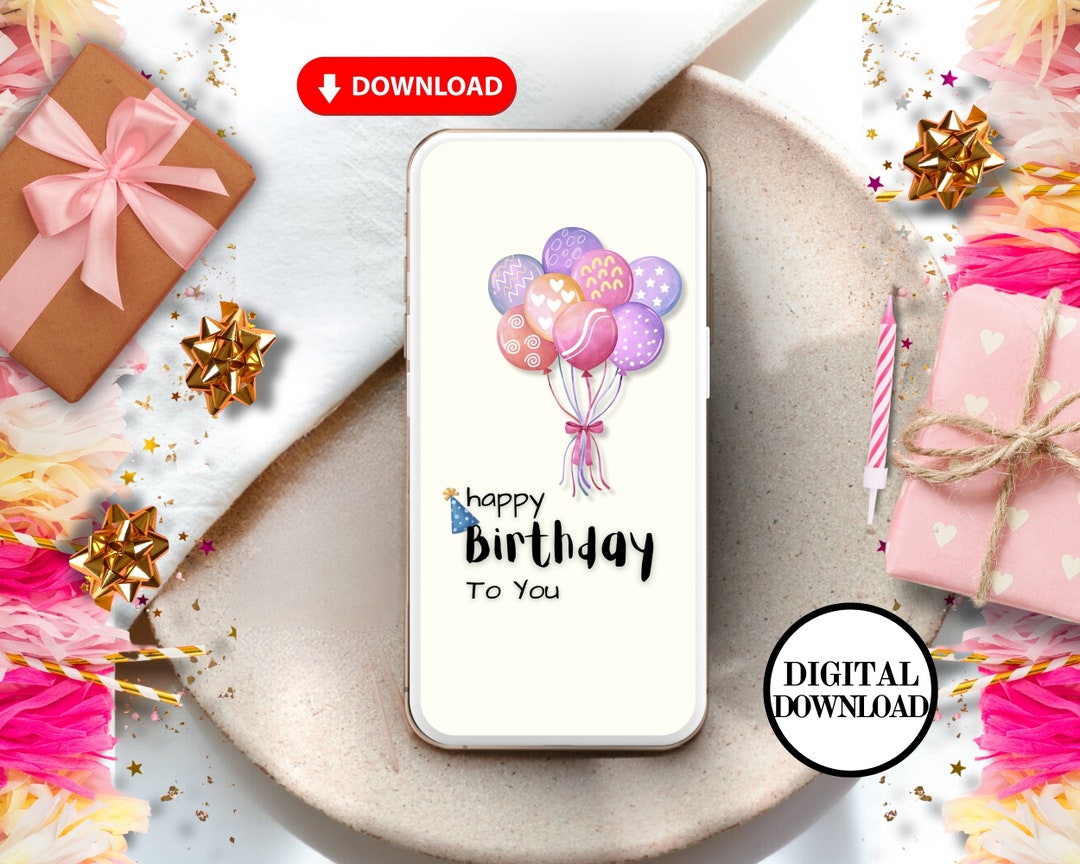 Digital Animated Birthday Card, Digital Happy Birthday Card, Electronic ...