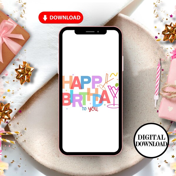 Printable Birthday Card for Kids, Phone Birthday Card,1 St Birthday ...