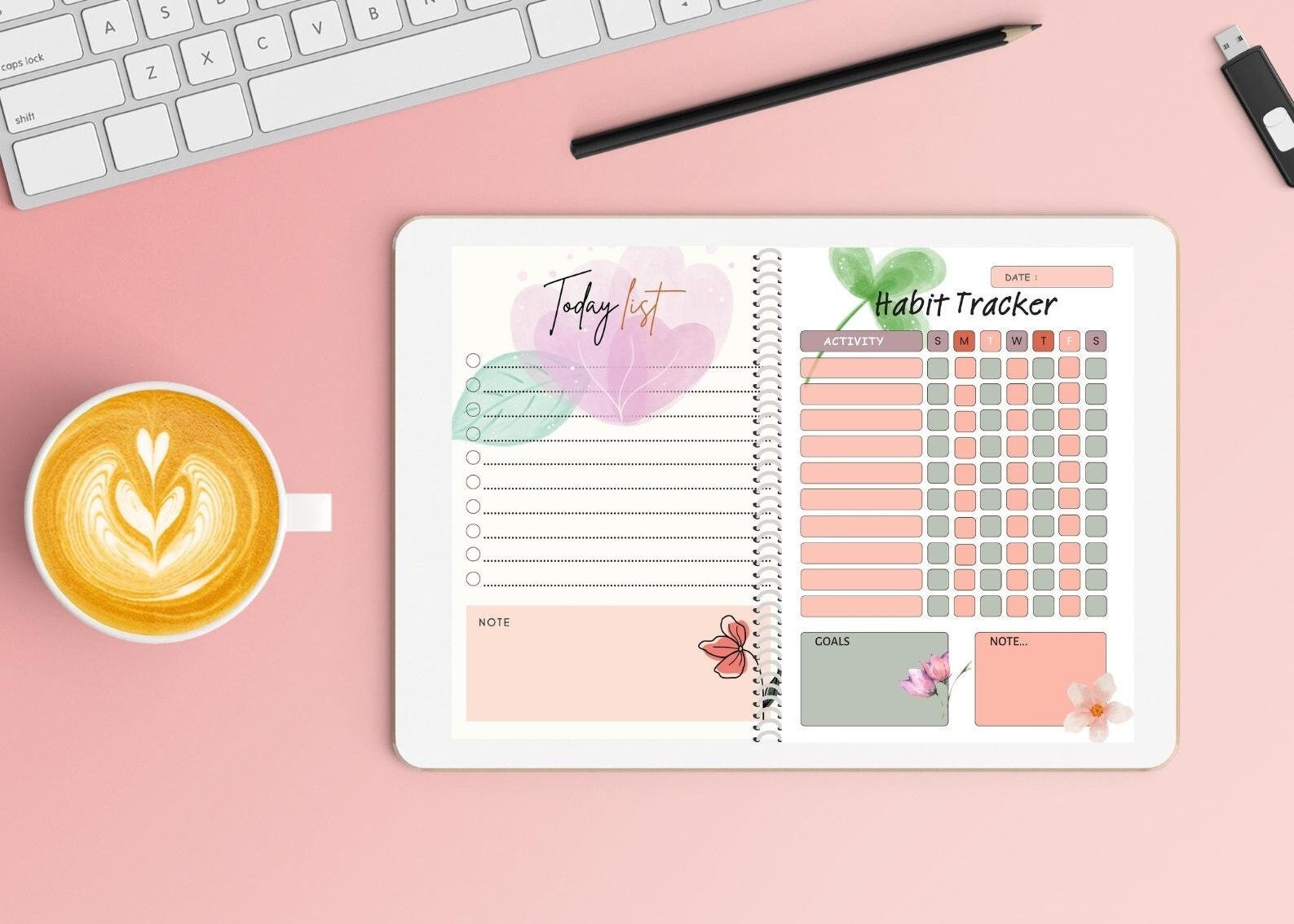 Printable Planner, Digital Planner, Flower Planner, Habit Tracker ...