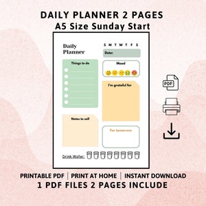 Personalized Daily Planner,printable A5 Size,minimalist Daily Planner ...