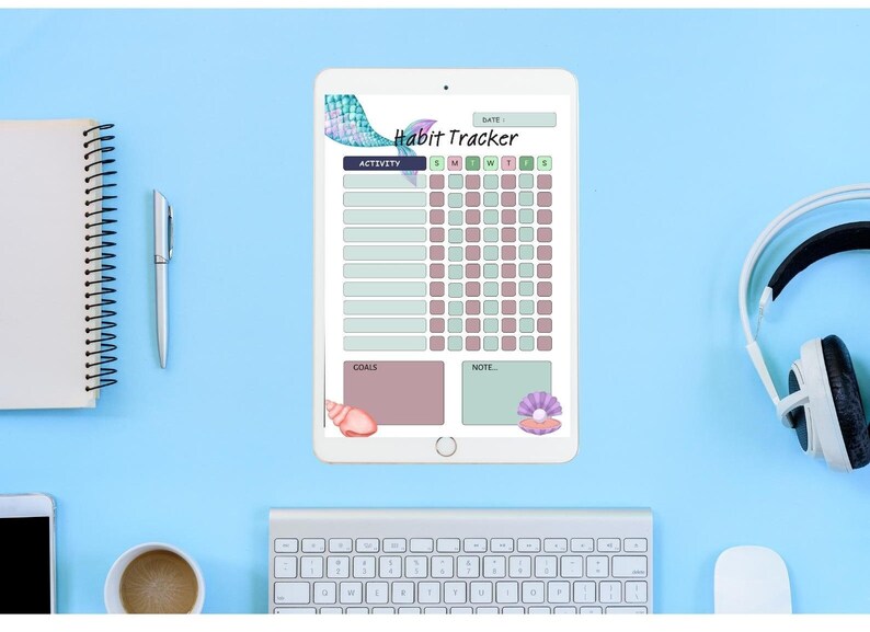 Printable Planner Digital Planner Mermaid Planner Habit - Etsy