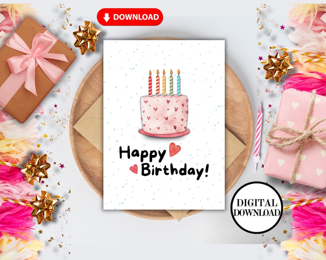 Printable Birthday Card, Personalized Birthday Card, Downloadable ...