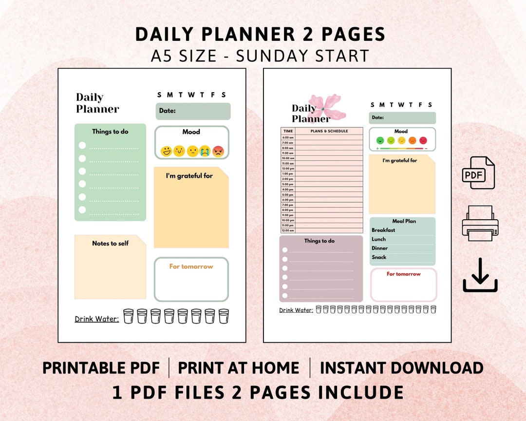 Personalized Daily Planner,printable A5 Size,minimalist Daily Planner ...