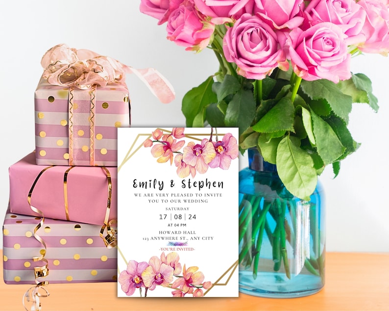 Orchid Wedding Invitation Set Template, Orchid, Orchid Wedding ...