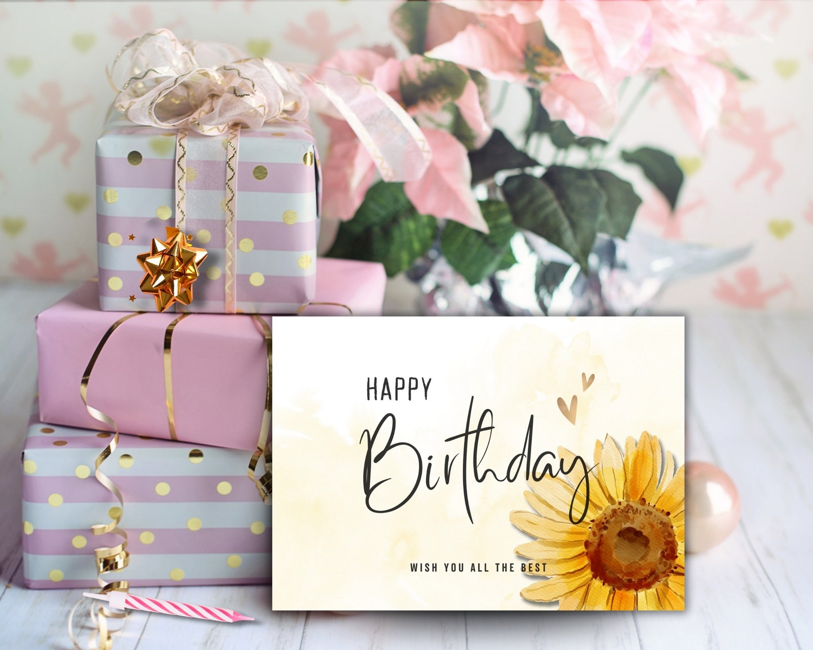 Printable Birthday Card, Instant Downloadable Birthday Card, Sunflower ...